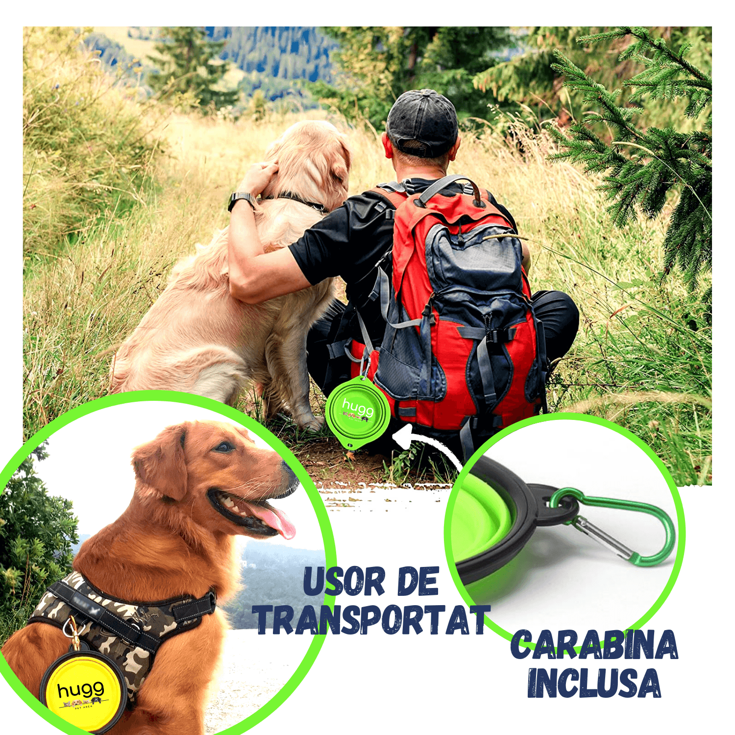 HUGG - Bol Pliabil Catei din Silicon, 450 ML, pentru Apa Animale de ...