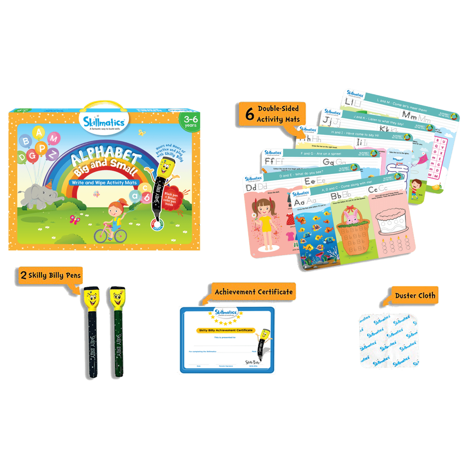 Skillmatics - Scriu si sterg - Alfabetul de la mic la mare - elefant.ro