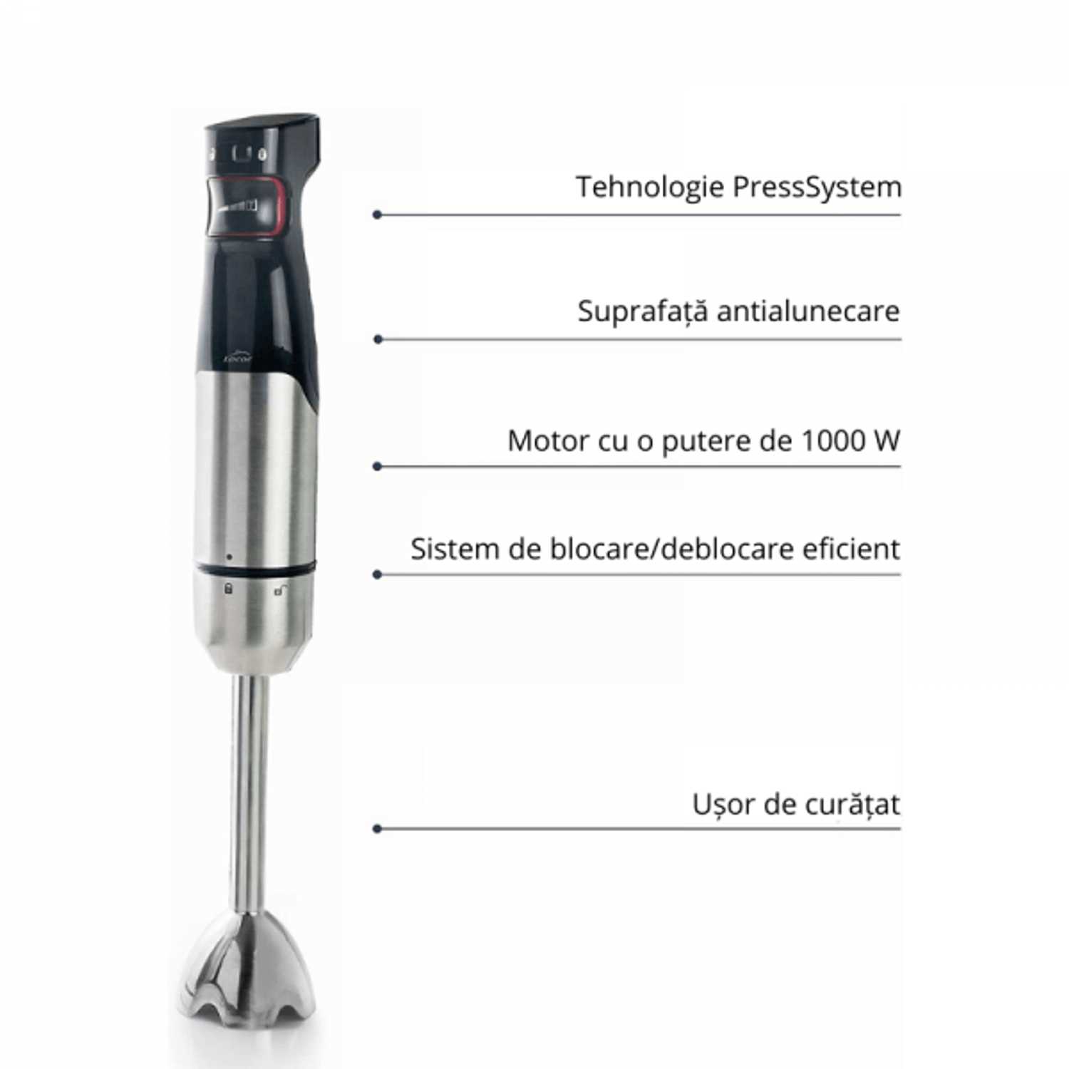 Lacor - Blender de mana cu tehnologie Press System, 1000 W, cu capat ...
