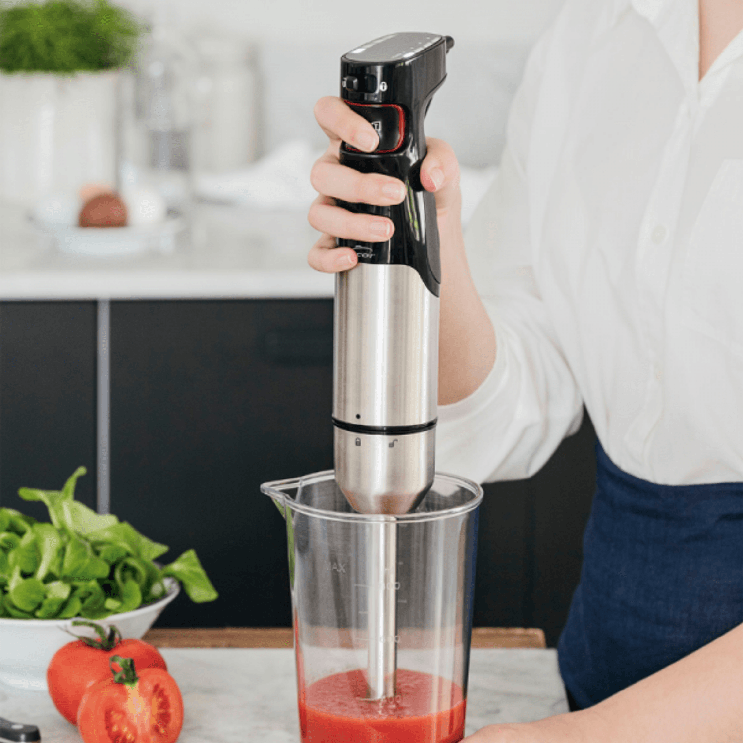 Lacor - Blender de mana cu tehnologie Press System, 1000 W, cu capat ...
