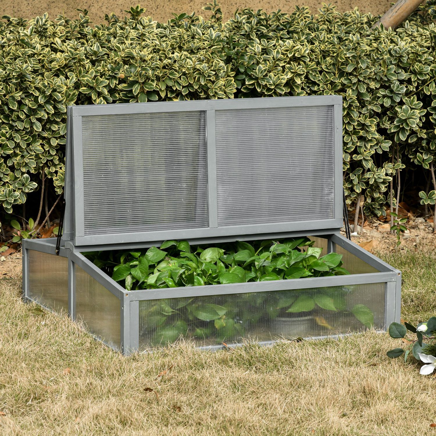 Outsunny - Outsunny mini sera, lemn si policarbonat, 90x92x28cm, gri ...