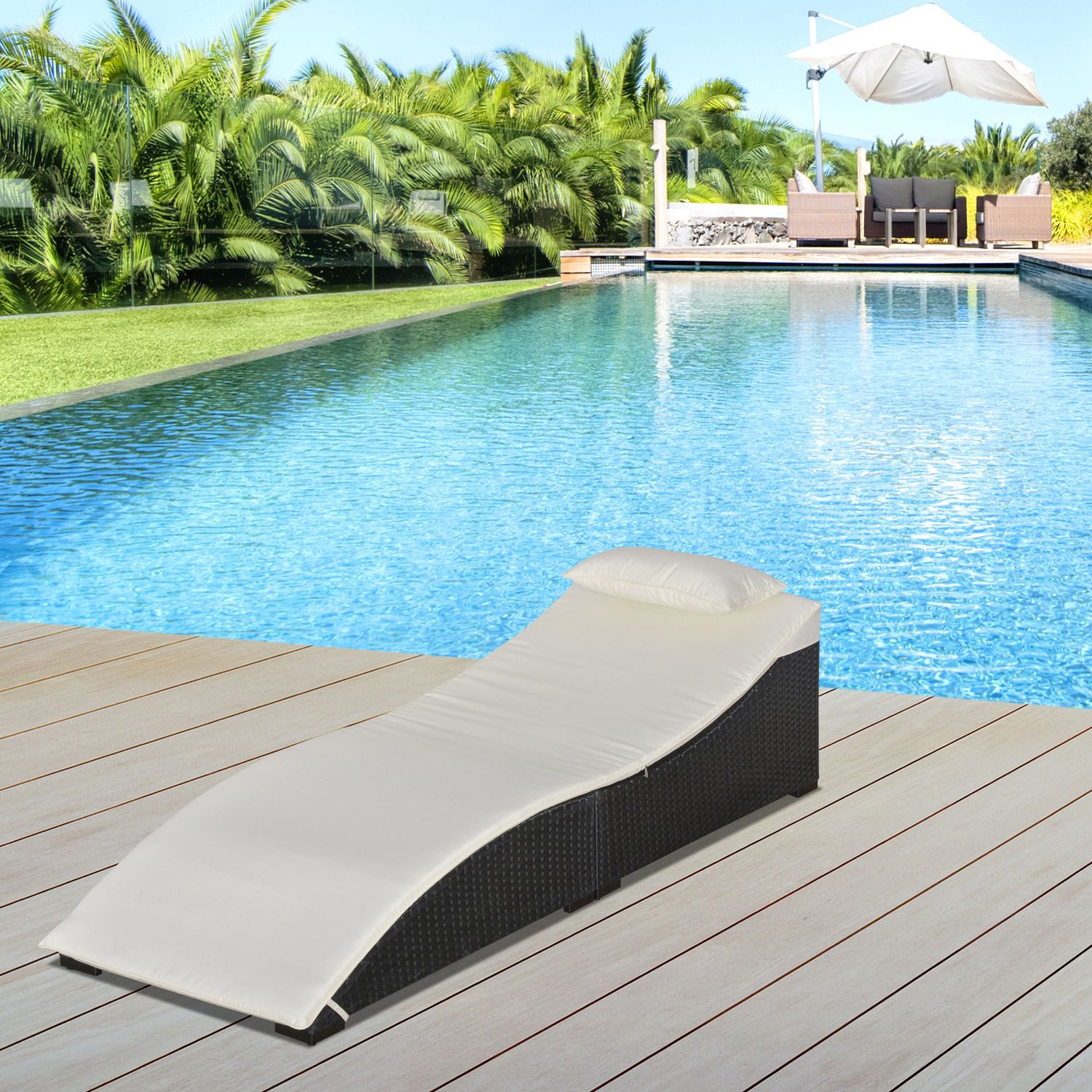 Outsunny - Outsunny Pat Sezlong Pliabil din Ratan pentru Gradina ...