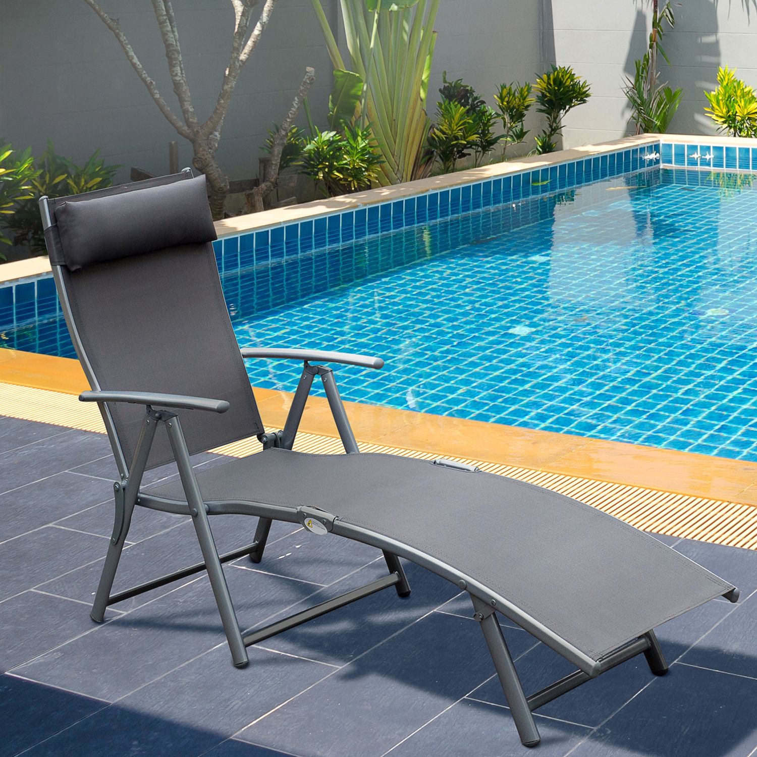 Outsunny - Outsunny Sezlong Relax Pliabil Schelet in Metal 137x63.5x100 ...