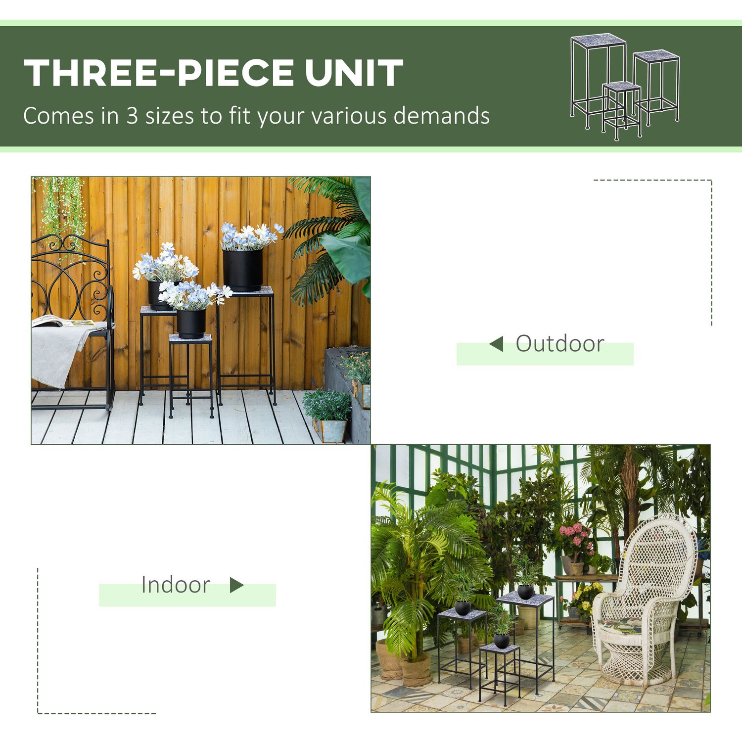 Outsunny - Outsunny Suport plante floral din metal cu suprafata cu ...