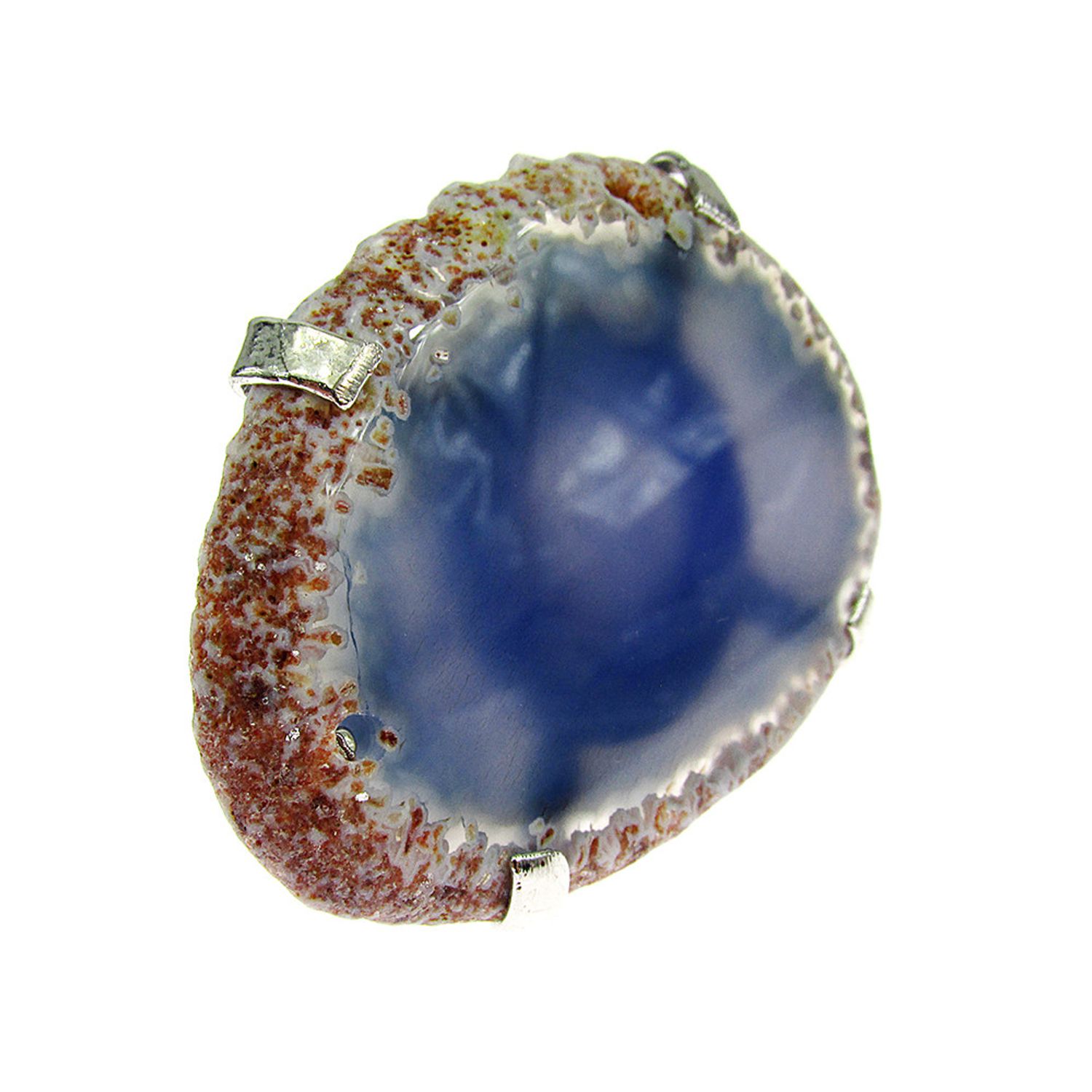 Agate - Inel reglabil statement masiv cu agat albastru natural 1A ...