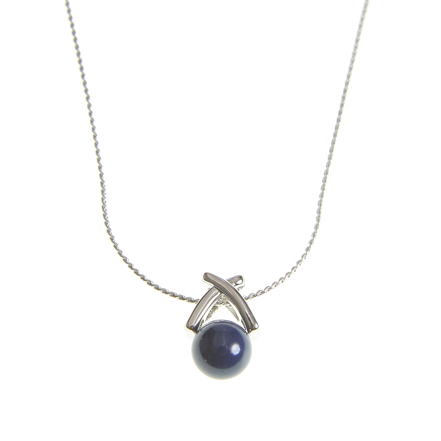 Meli Melo - Colier cu perla acrilica, albastra - elefant.ro