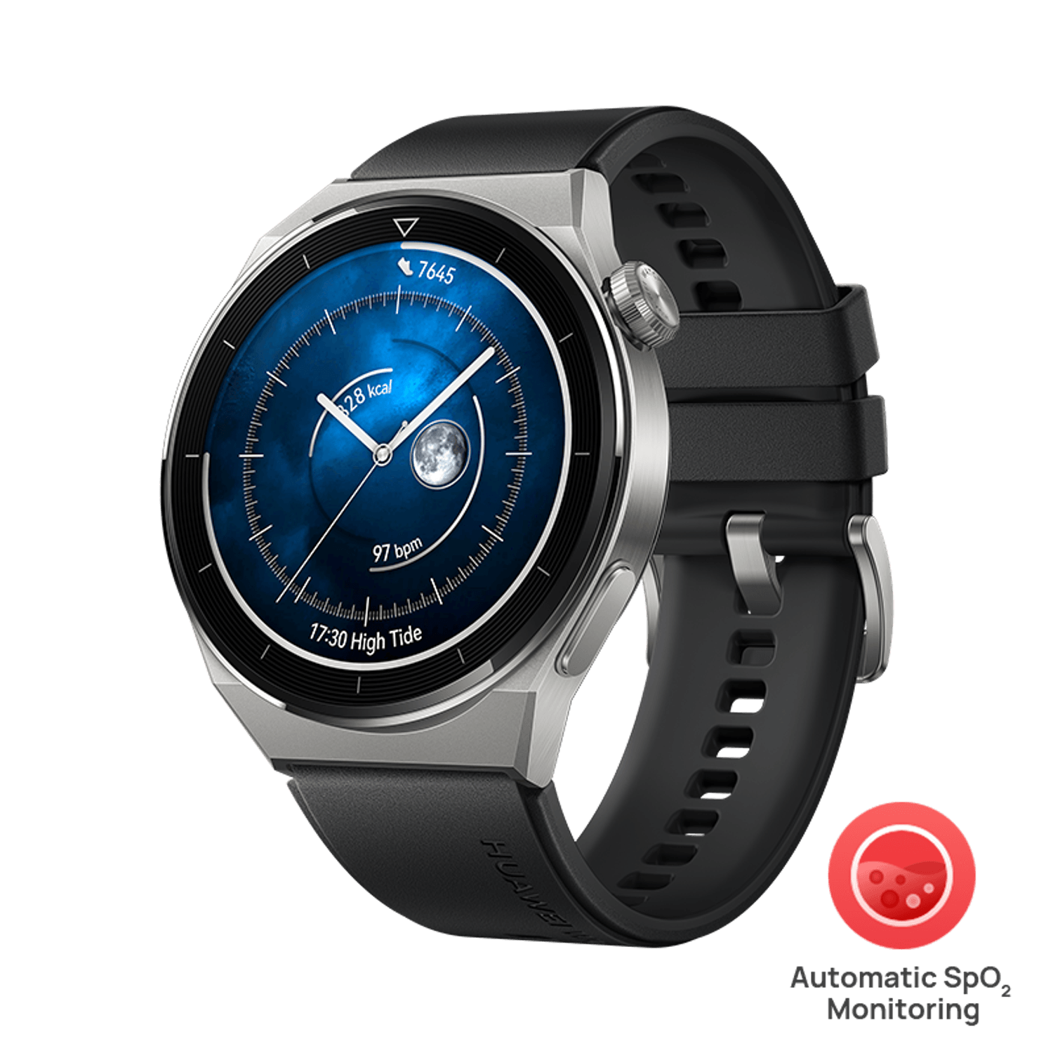 Huawei - Ceas smartwatch Huawei Watch GT 3 PRO, Fluoroelastomer Strap, Black Smartwatch Huawei ...