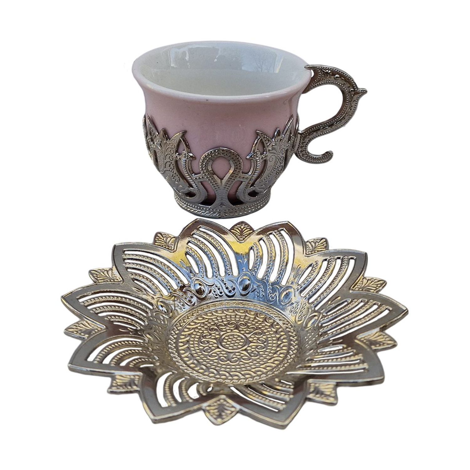 EHA - Set 6 cesti pentru cafea turceasca diverse culori cu farfurioara ...