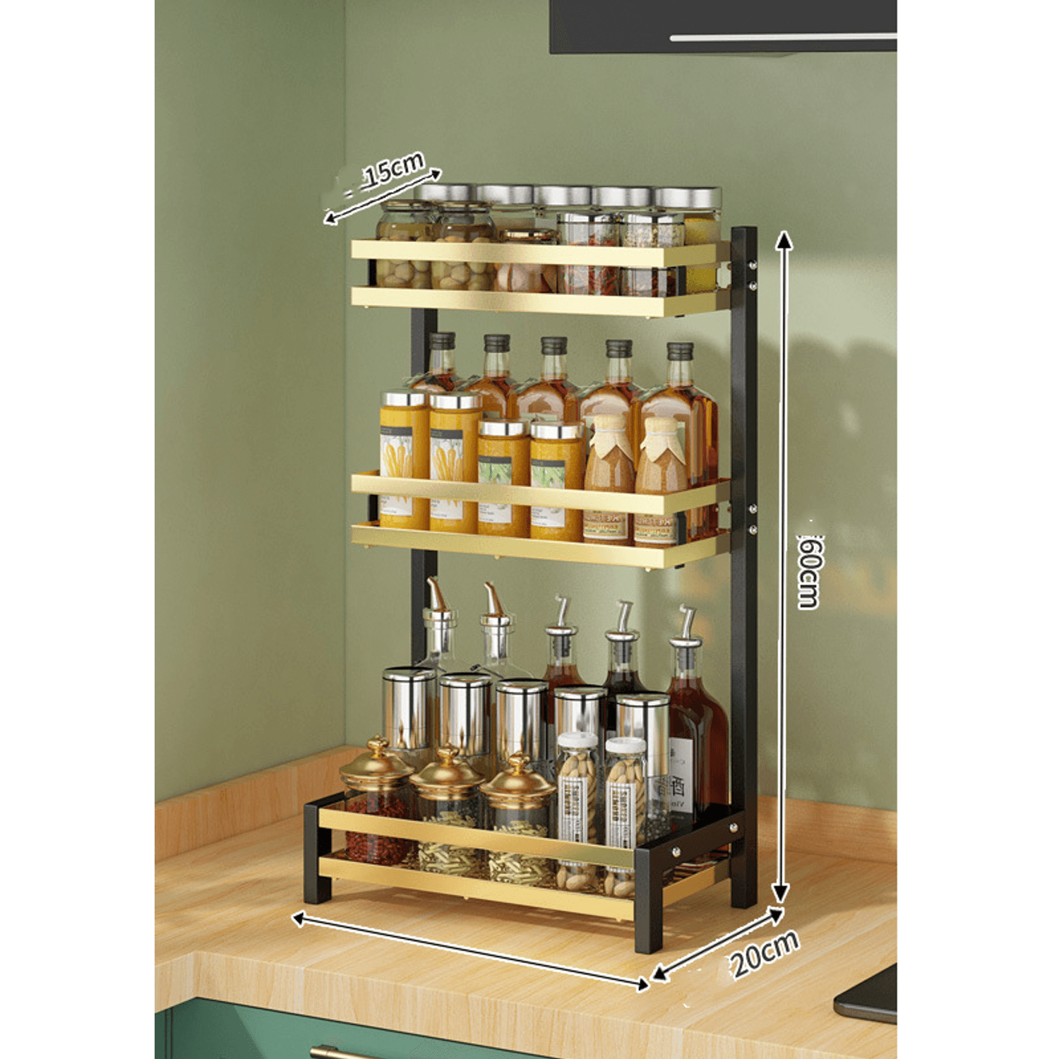 TRENDY S - Suport vesela cu trei nivele,negru-gold32,5X20X60 CM ...