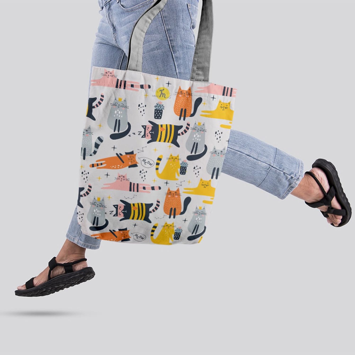 Mulewear - Geanta Handmade Tote Liner cu Captuseala, Pisici Printese de ...