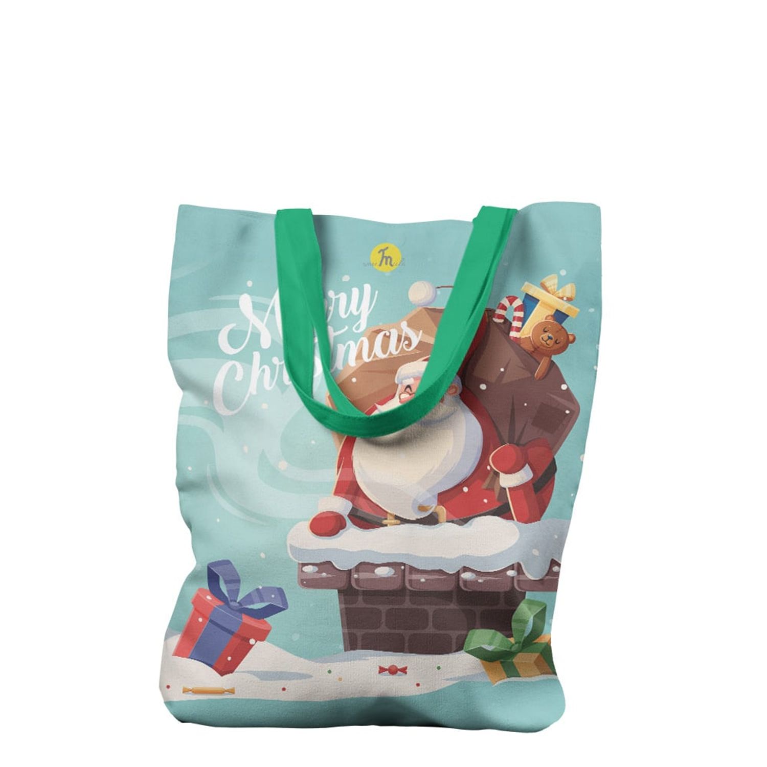 Mulewear - Geanta Handmade Tote Liner cu Captuseala, Merry Christmas ...