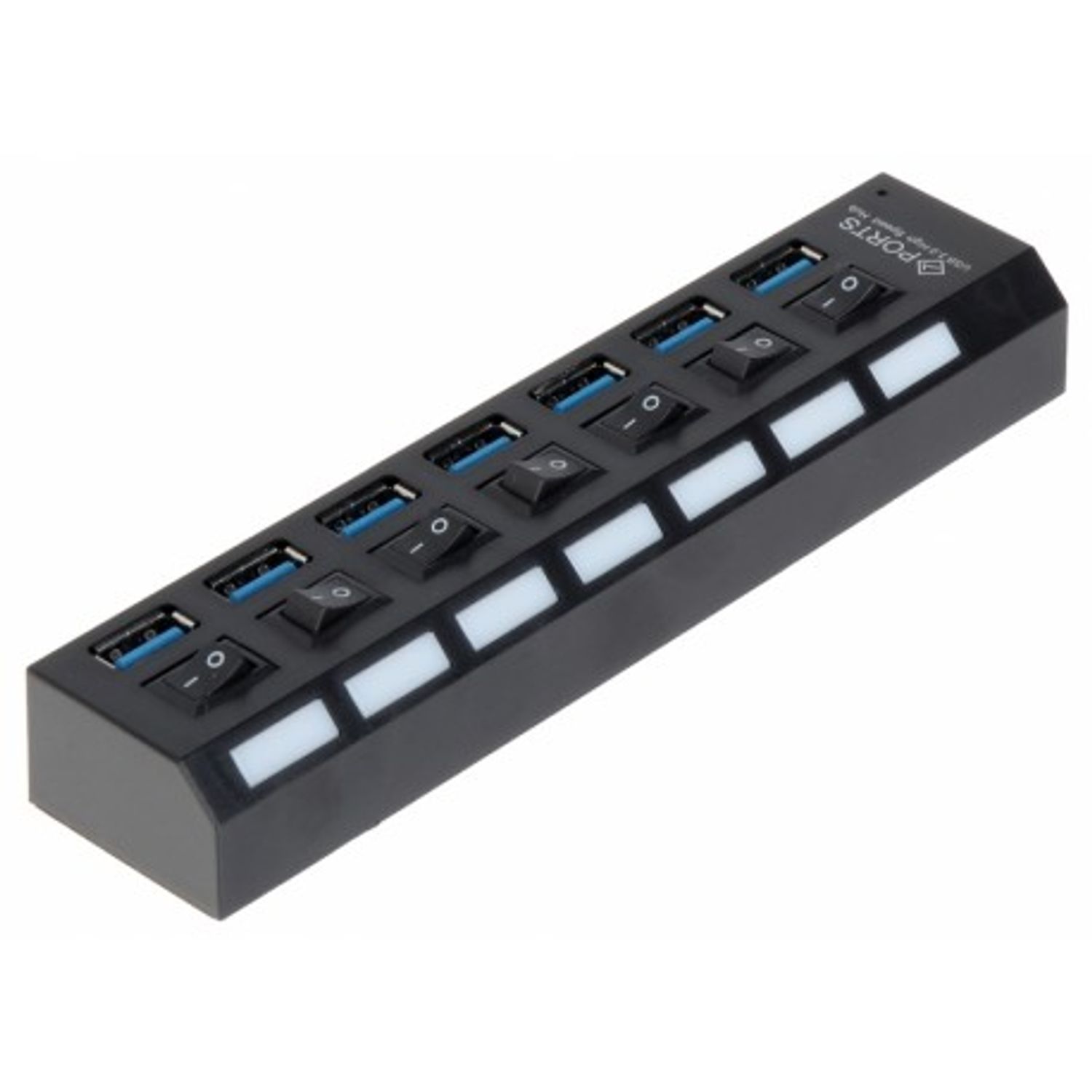 Techstar - USB Hub Techstar® HB6, 3.0 High Speed, 7 Port USB 3.0, Buton ...