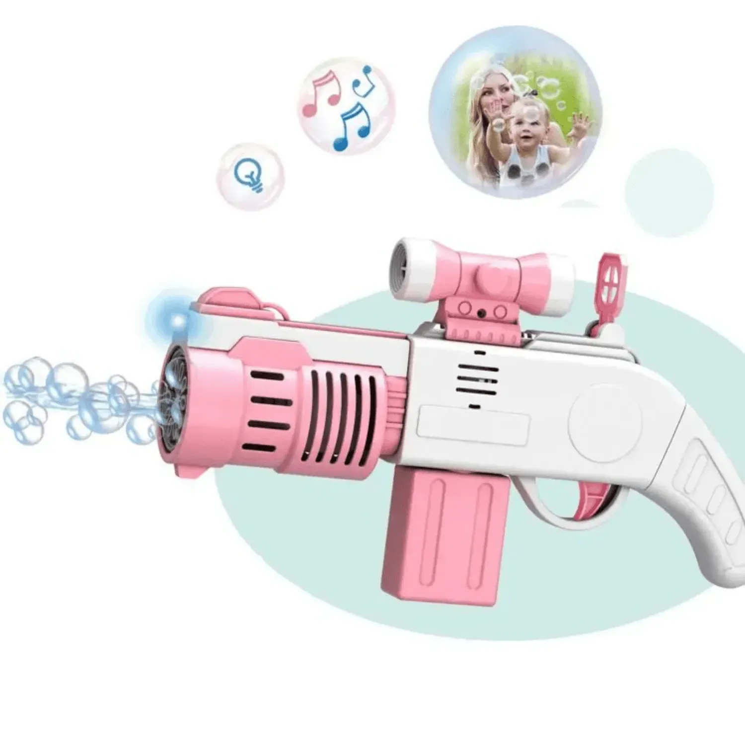 OEM - Pusca Jucarie, Aparat de facut baloane sapun, 10 gauri, pistol ...