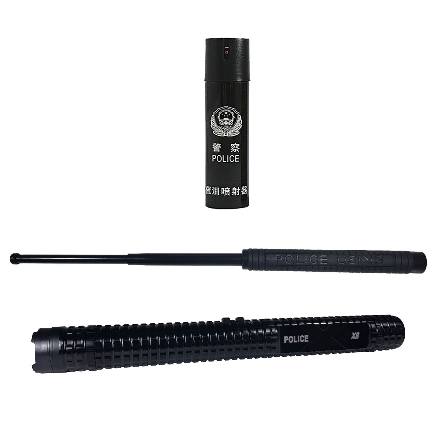 IdeallStore - Set Baston cu electrosoc, Police X8 si baston telescopic ...