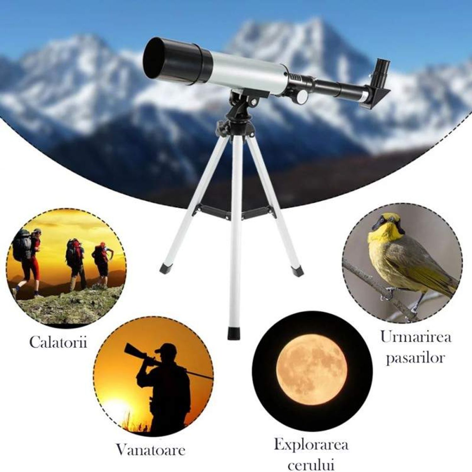 SIKS - Telescop Astronomic SIKS Cu Trepied Din Aluminiu, Distanta ...