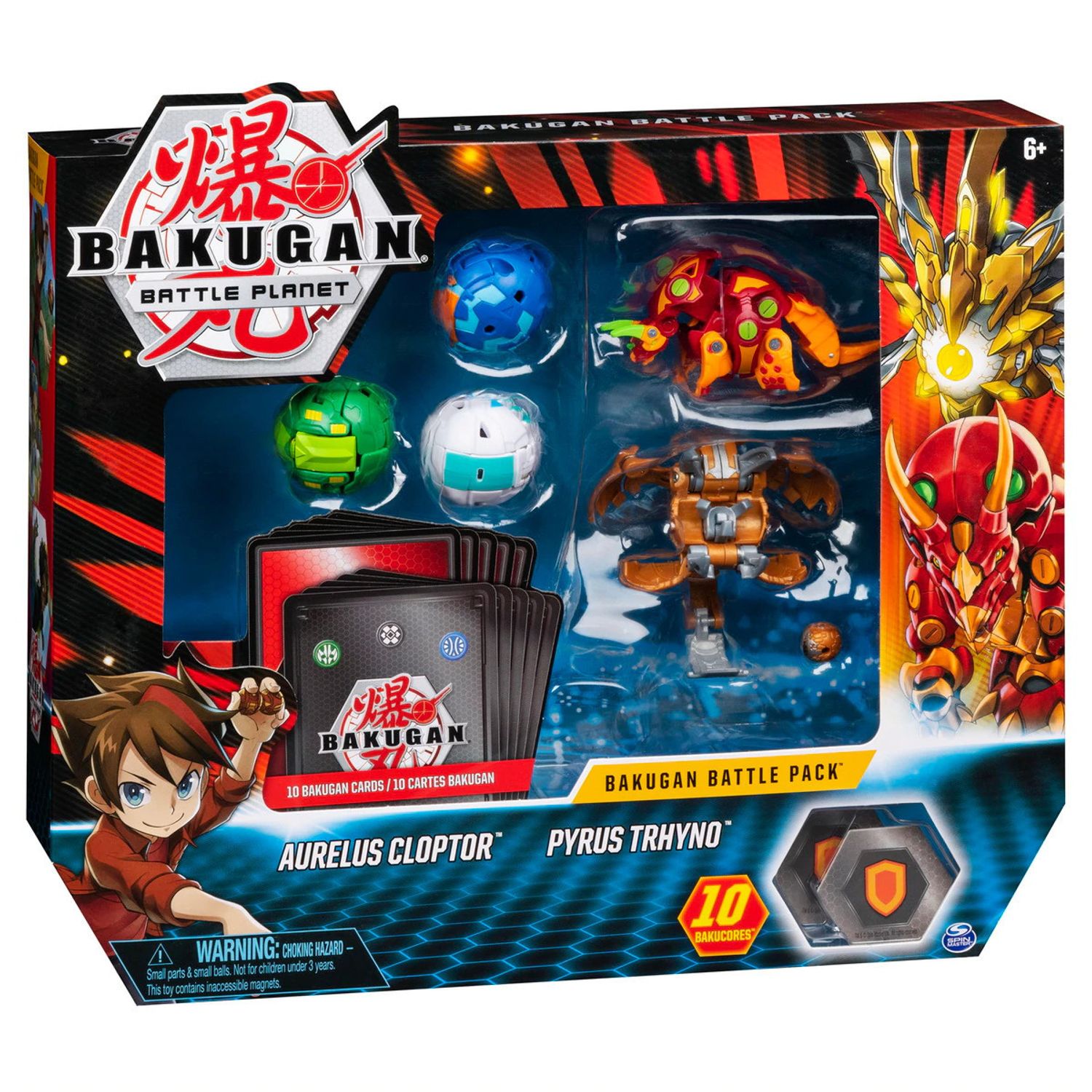 Bakugan - Set Bakugan Battle Pack - Aurelus Cloptor si Pyrus Trhyno, cu ...