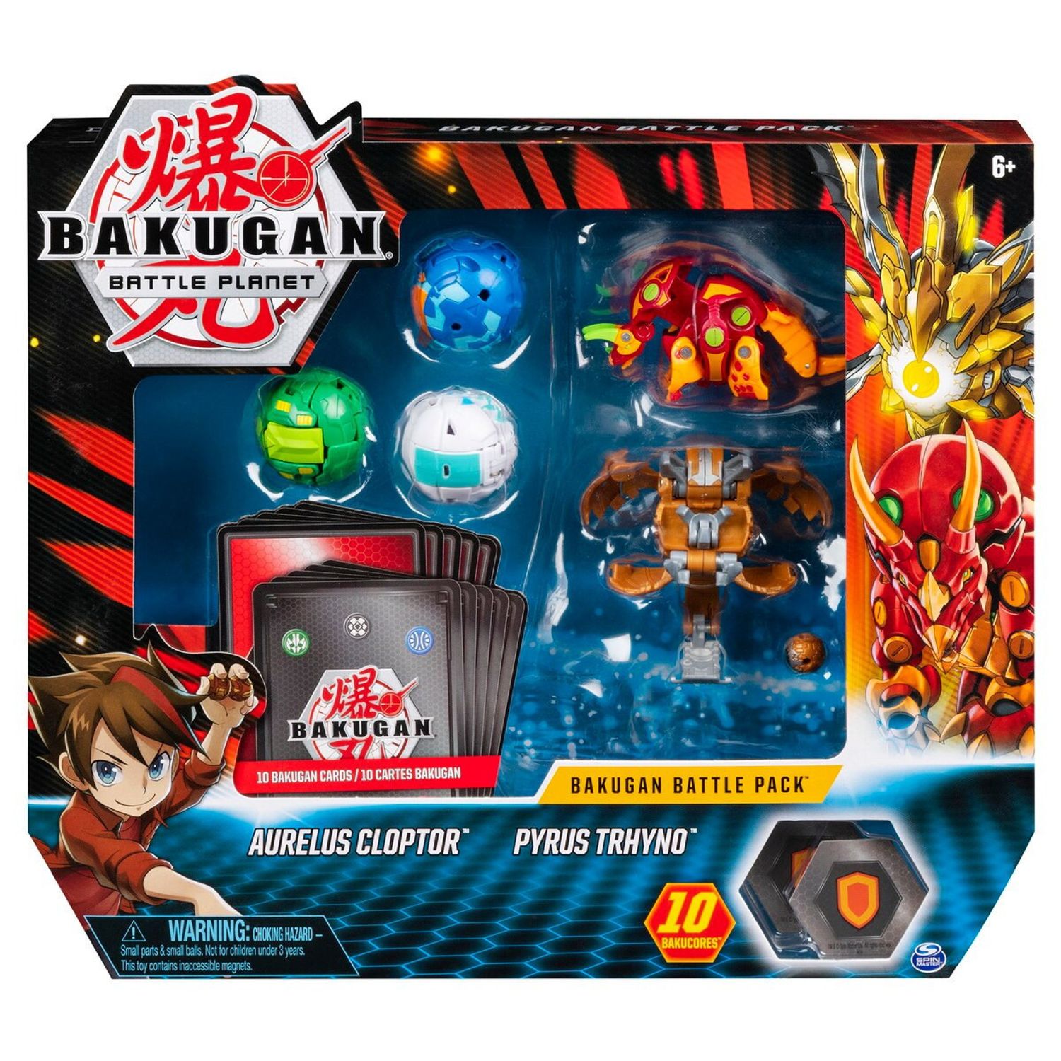 Bakugan - Set Bakugan Battle Pack - Aurelus Cloptor si Pyrus Trhyno, cu ...
