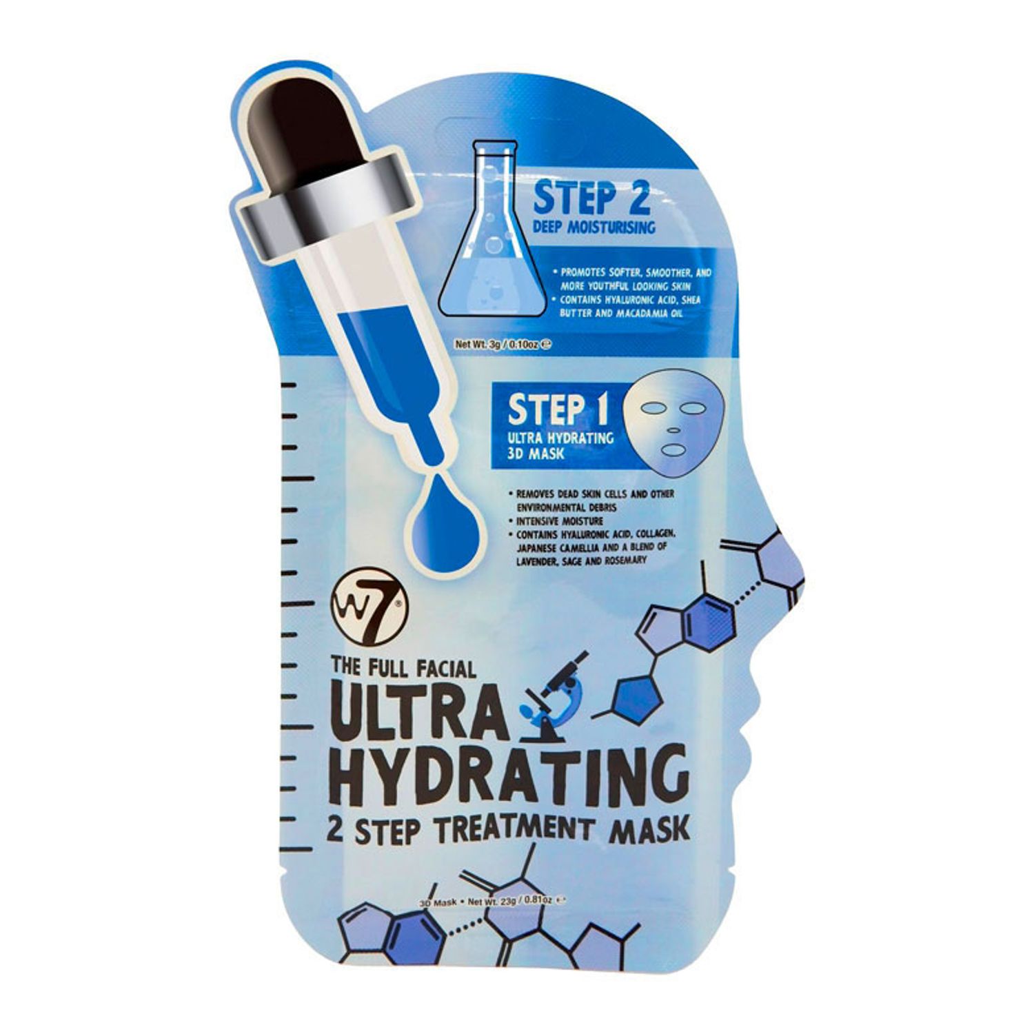 W7 - Masca tratament pentru hidratare intensa W7 Ultra Hydrating 2 Step Face Mask, 23 g + 3 g ...